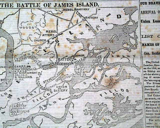1862 James Island SC Civil War..... - RareNewspapers.com
