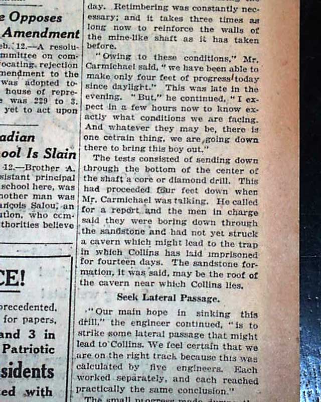 Floyd Collins trapped in Mammoth Cave.... - RareNewspapers.com