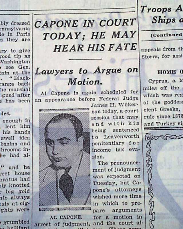 Al Capone guilty... 11-year sentence coming... - RareNewspapers.com