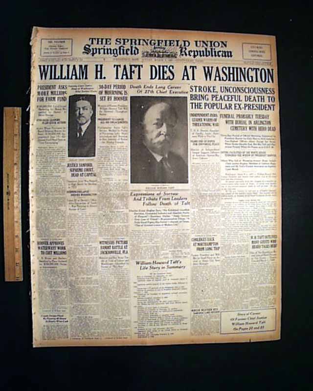Death of President William Taft... Babe Ruth accept contract ...
