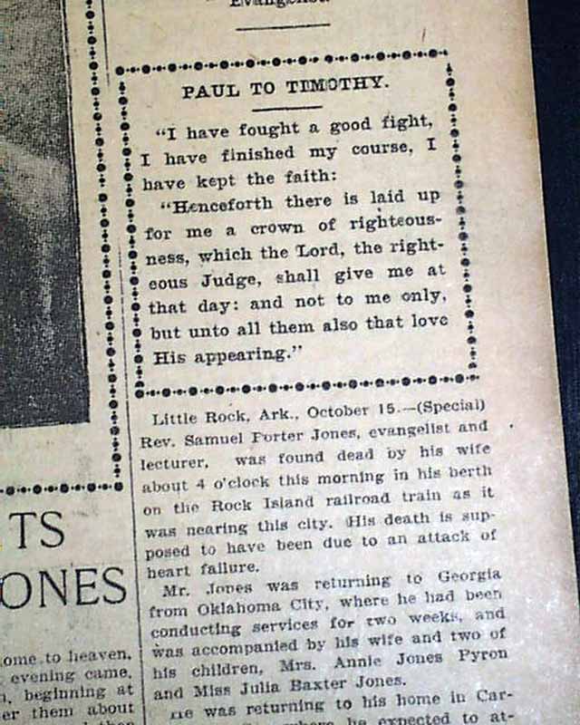 Death of Samuel Porter Jones... - RareNewspapers.com