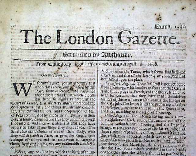 European news from 1678... - RareNewspapers.com