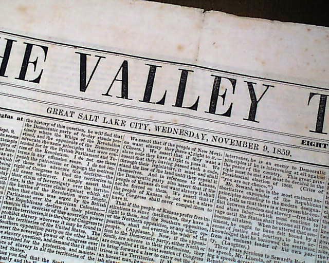 Just the second newspaper published in Utah... An anti-Mormon title ...
