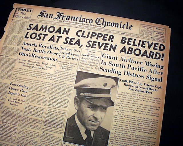 1938 Samoan Clipper crash... Ed Musick... - RareNewspapers.com