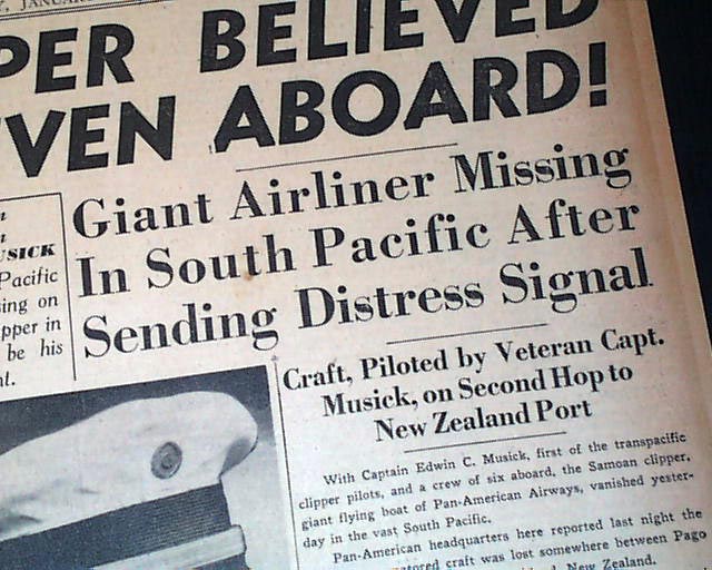 1938 Samoan Clipper crash... Ed Musick... - RareNewspapers.com