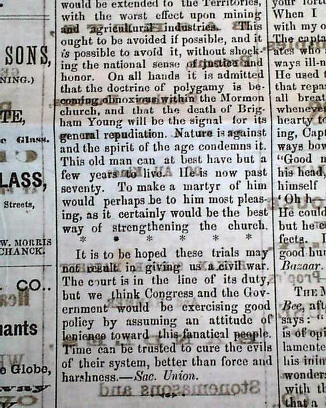 "The Mormon problem" in a Mormon newspaper... - RareNewspapers.com