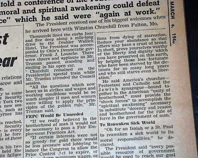 Iron Cutain speech in 1946.... Winston Churchill... - RareNewspapers.com