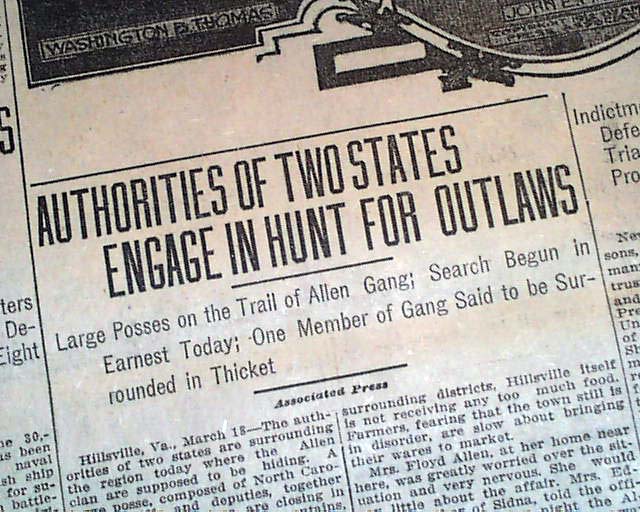 1912 Floyd Allen gang... Hillsville, Virginia... - RareNewspapers.com