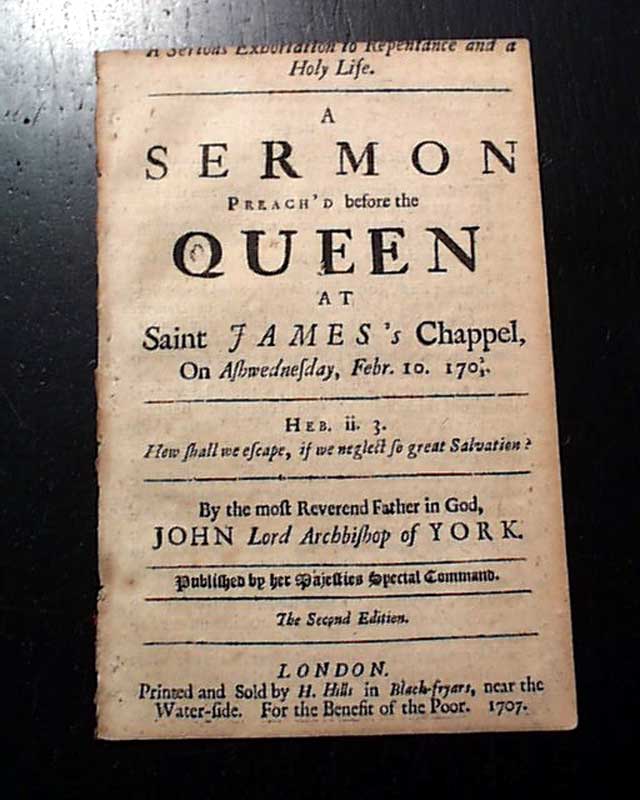 Pamphlet printed in 1707... Sermon by the Archbishop of York ...