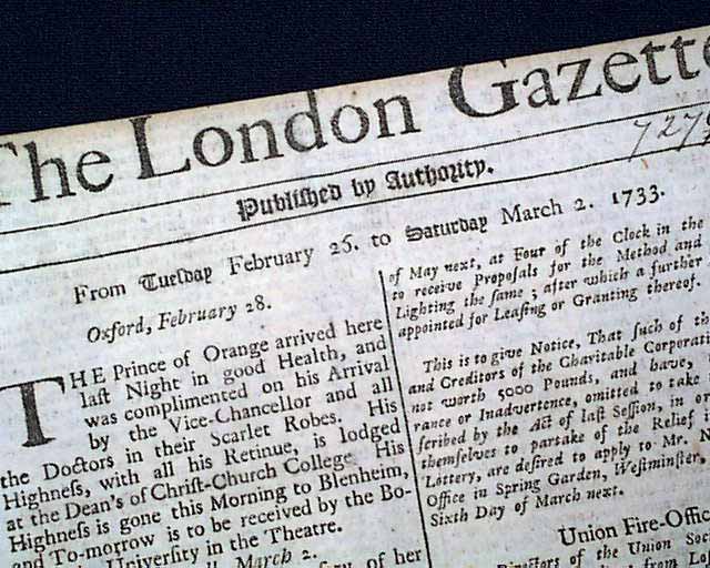 World's Oldest NEWSPAPER 1733 Gazette 270 YEARS OLD... - RareNewspapers.com