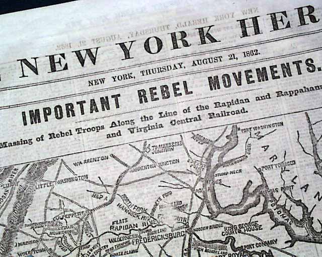 1862 Civil War Map - Fredericksburg Virginia.... - RareNewspapers.com