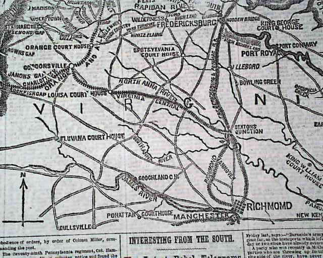 1862 Civil War Map - Fredericksburg Virginia.... - RareNewspapers.com