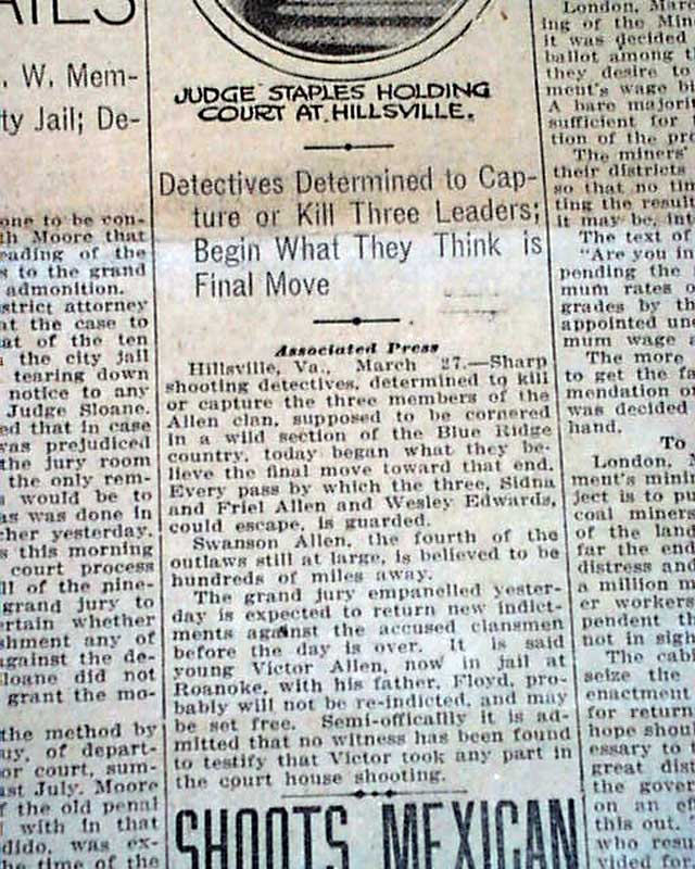 1912 Floyd Allen gang... Hillsville, Virginia... - RareNewspapers.com