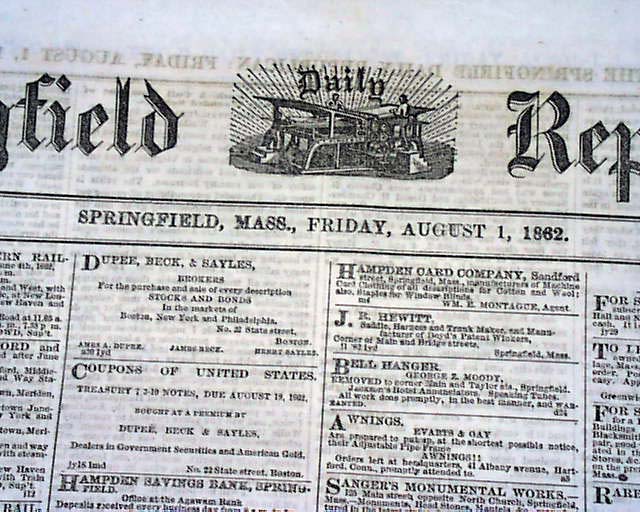 Near The Beginning 1862 Civil War... - RareNewspapers.com