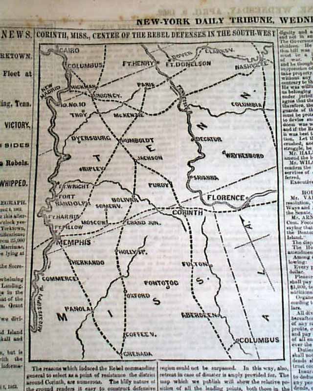 1862 Corinth, MS Civil War Map... - RareNewspapers.com