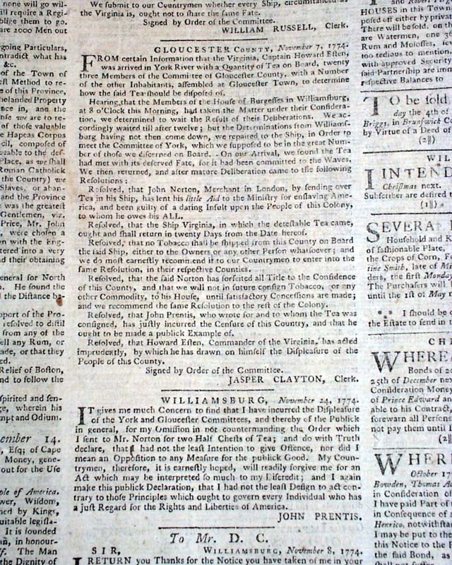 The Yorktown Tea Party, reported in a Virginia newspaper ...