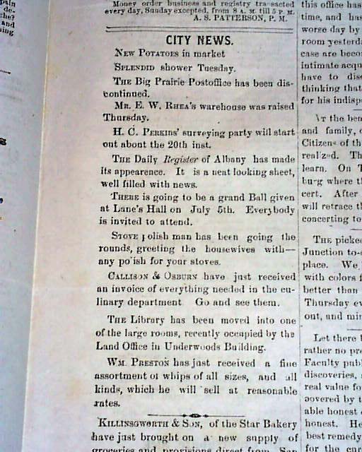1875 Old West Newspaper From EUGENE CITY OR... - RareNewspapers.com