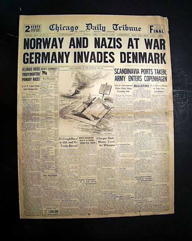 Germany invades Denmark... - RareNewspapers.com
