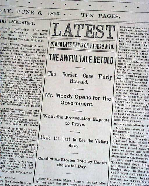 Much on the Lizzie Borden murder trial: in a Boston newspaper ...