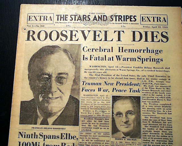 Death of FDR... - RareNewspapers.com