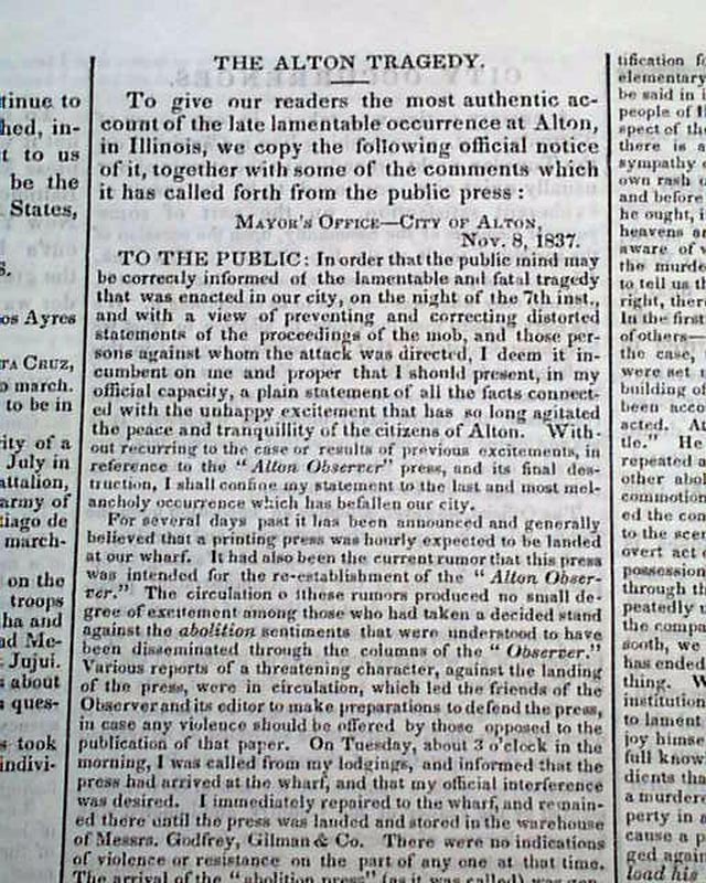 Much concerning the death of Elijah Lovejoy... - RareNewspapers.com