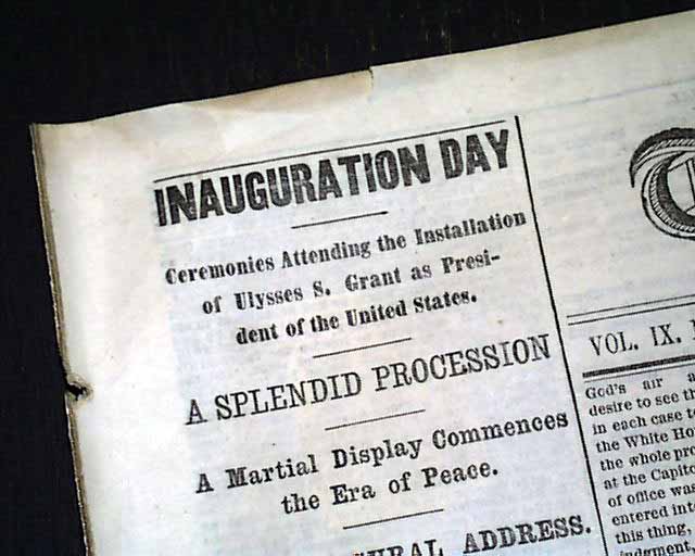 Inauguration of Ulysses S. Grant as President... - RareNewspapers.com