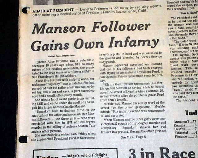 "Squeaky" Fromme assassination attempt of Ford.... - RareNewspapers.com