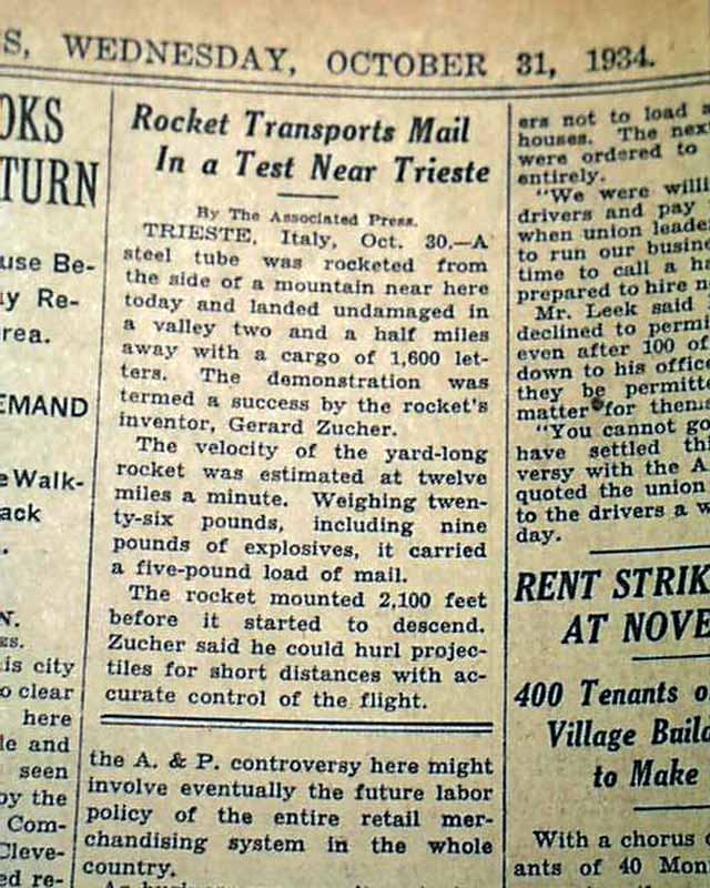 Gerhard Zucker.... Rocket mail.... - RareNewspapers.com