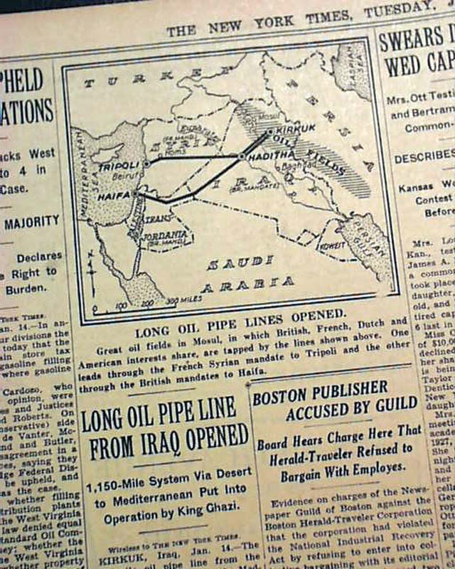 Mosul -Haifa oil pipeline opens... - RareNewspapers.com