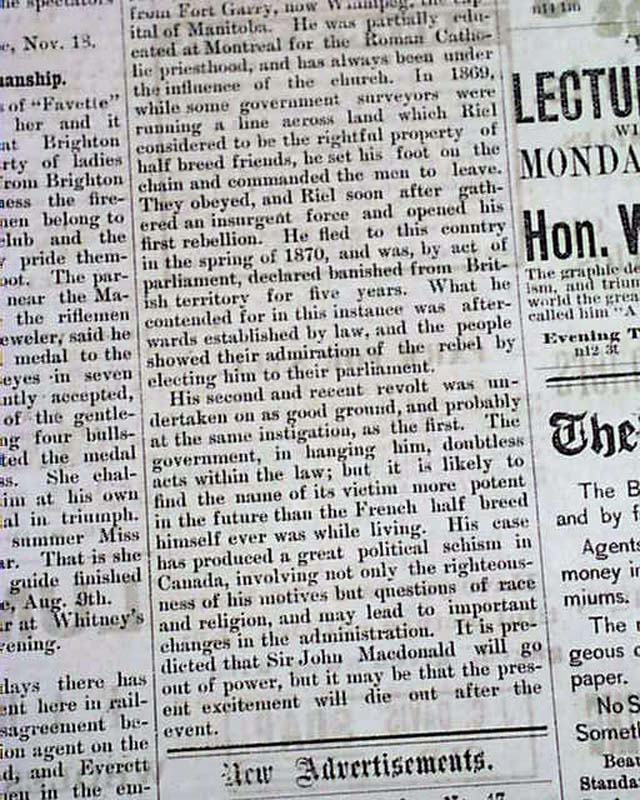Louis David Riel execution... - RareNewspapers.com