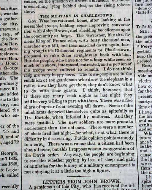 Much on the John Brown raid at Harper's Ferry... - RareNewspapers.com