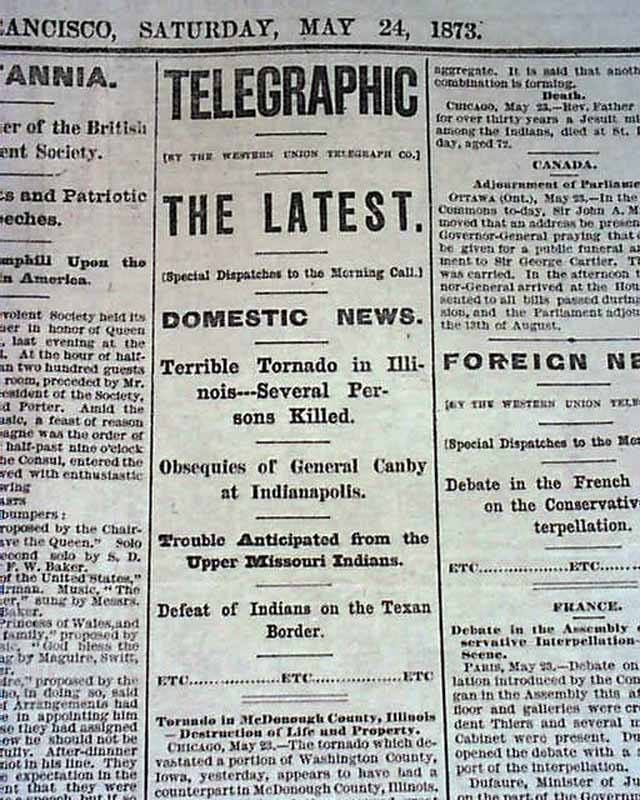 1873 Old West Newspaper From San Francisco CA...... - RareNewspapers.com