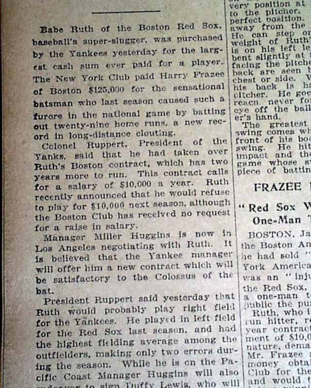 Best issue to have on Babe Ruth being sold to the Yankees ...