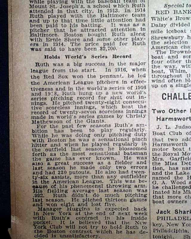 Best issue to have on Babe Ruth being sold to the Yankees ...