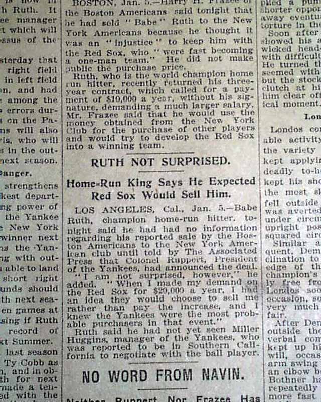 Best issue to have on Babe Ruth being sold to the Yankees ...