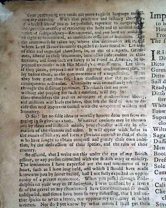 Historic letter of America's first Congressional chaplain to Washington ...