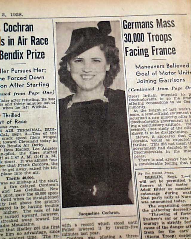 Jacqueline Cochran winning 1938 Bendix Trophy... - RareNewspapers.com