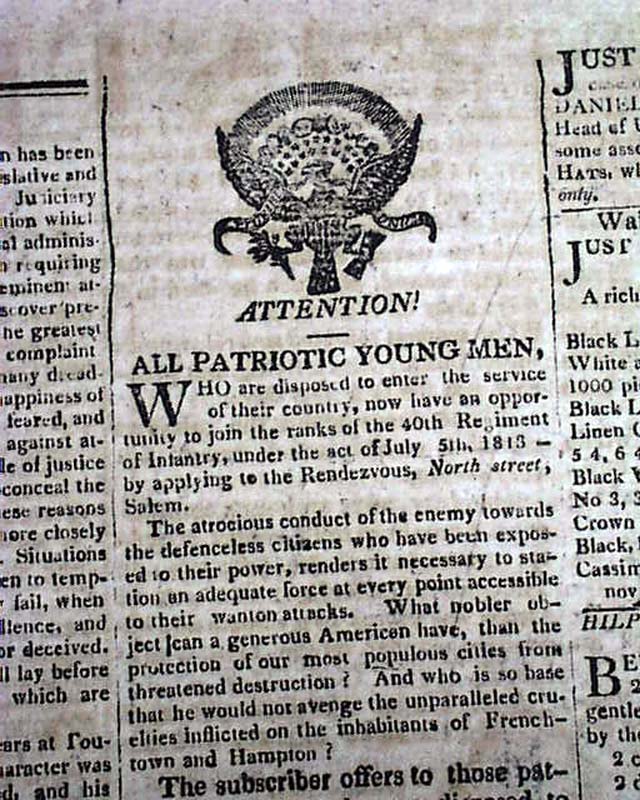 Great recruitment ad for the War of 1812... - RareNewspapers.com