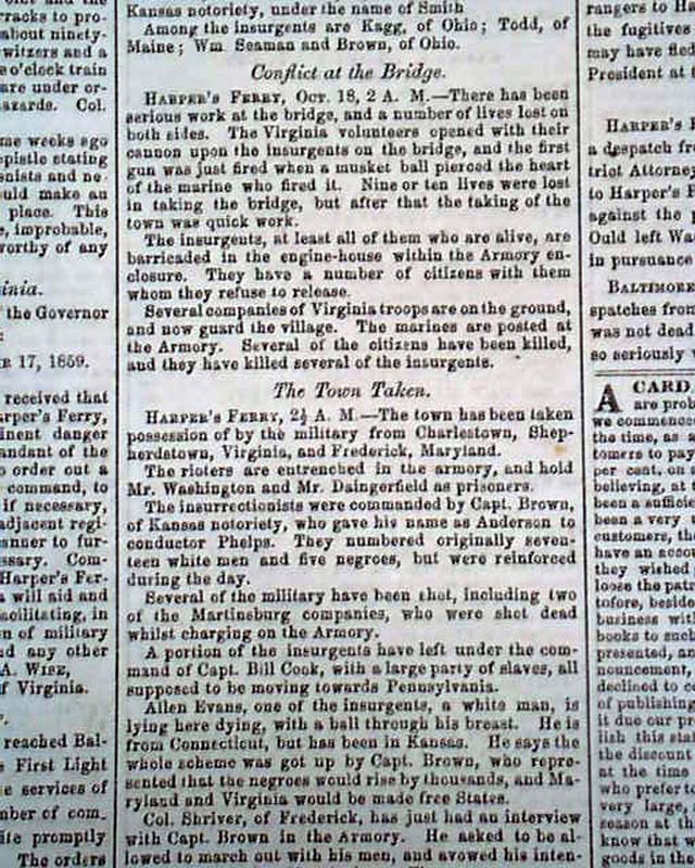 Early report on John Brown's raid upon Harper's Ferry ...