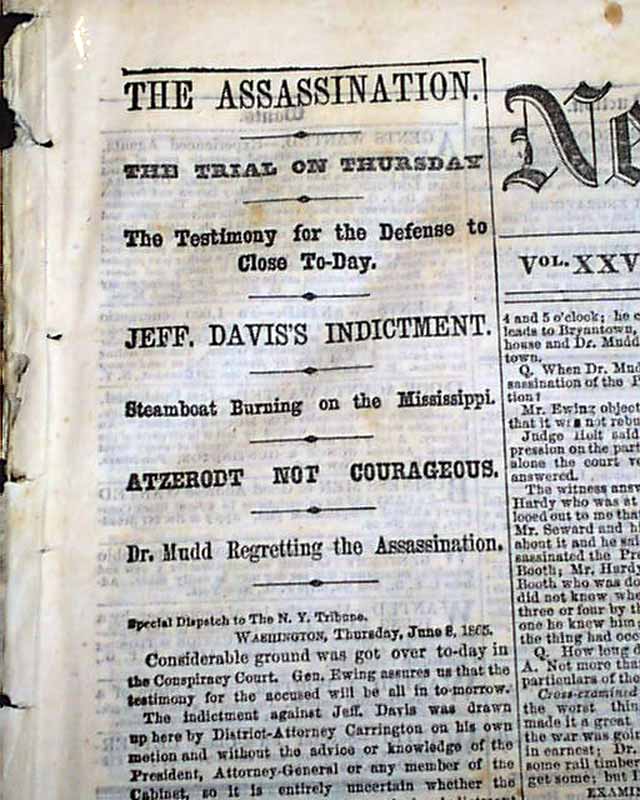 1865 Trial of Abraham Lincoln's assassins... - RareNewspapers.com