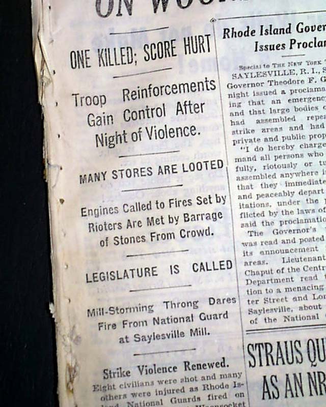 1934 Woonsocket, Rhode Island riot... - RareNewspapers.com