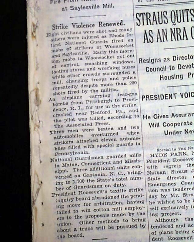 1934 Woonsocket, Rhode Island riot... - RareNewspapers.com