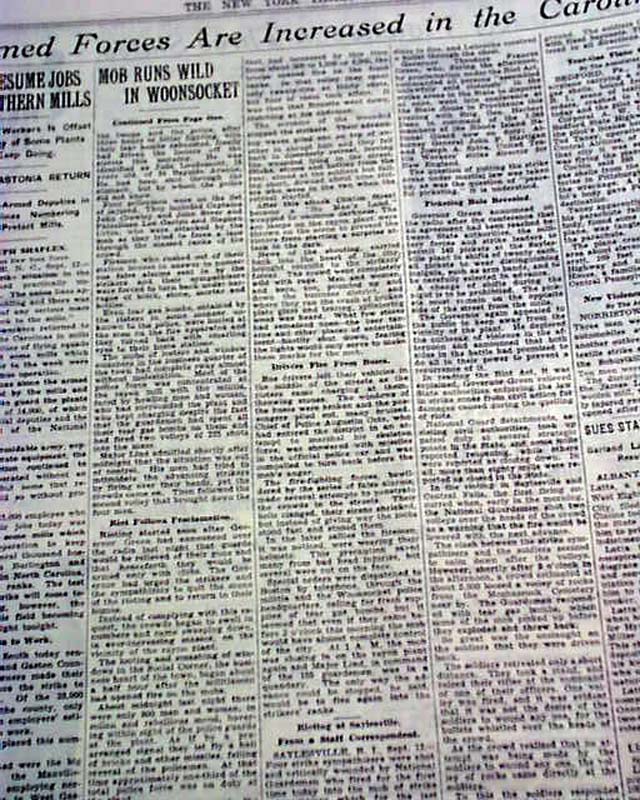 1934 Woonsocket, Rhode Island riot... - RareNewspapers.com