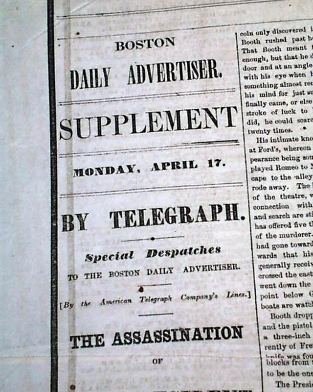 Reads much like a first report of Lincoln's assassination ...