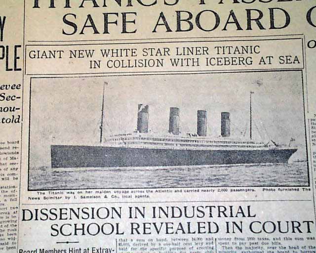 Titanic passengers are safe... Very early report... - RareNewspapers.com