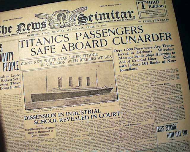 Titanic passengers are safe... Very early report... - RareNewspapers.com