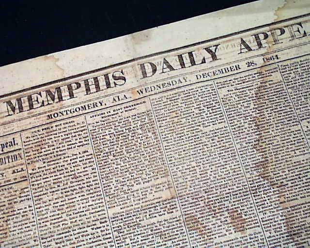 Memphis newspaper from Montgomery... The fall of Savannah to the ...