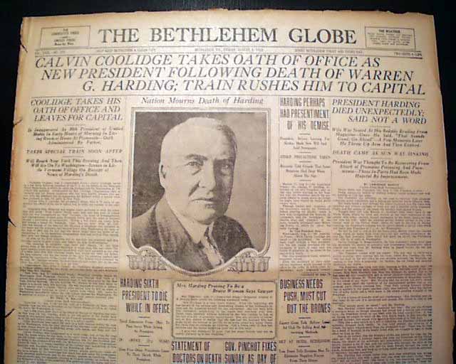 President Warren Harding dies in office... - RareNewspapers.com