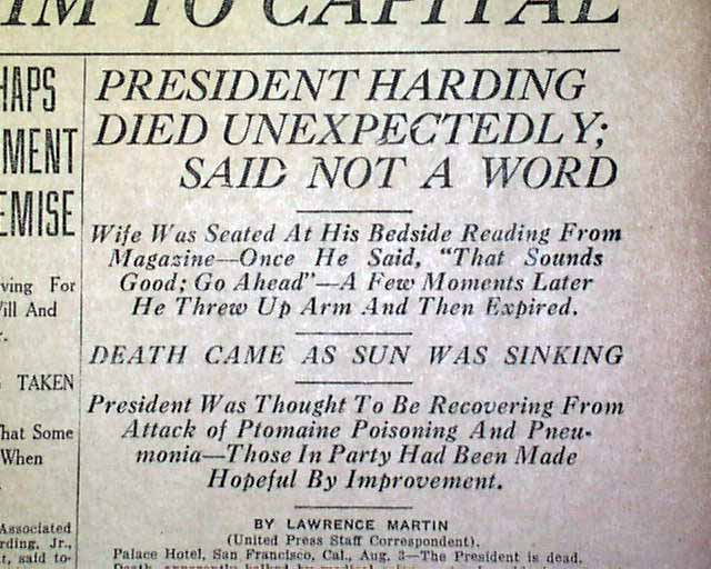 President Warren Harding dies in office... - RareNewspapers.com