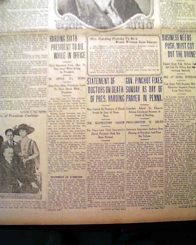 President Warren Harding dies in office... - RareNewspapers.com